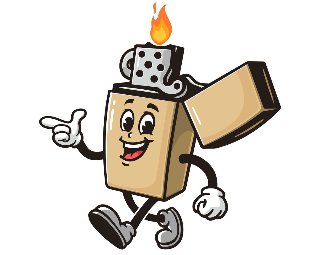 Walking Lighter Cartoon Mascot Illustration Design Character Vector - Etsy