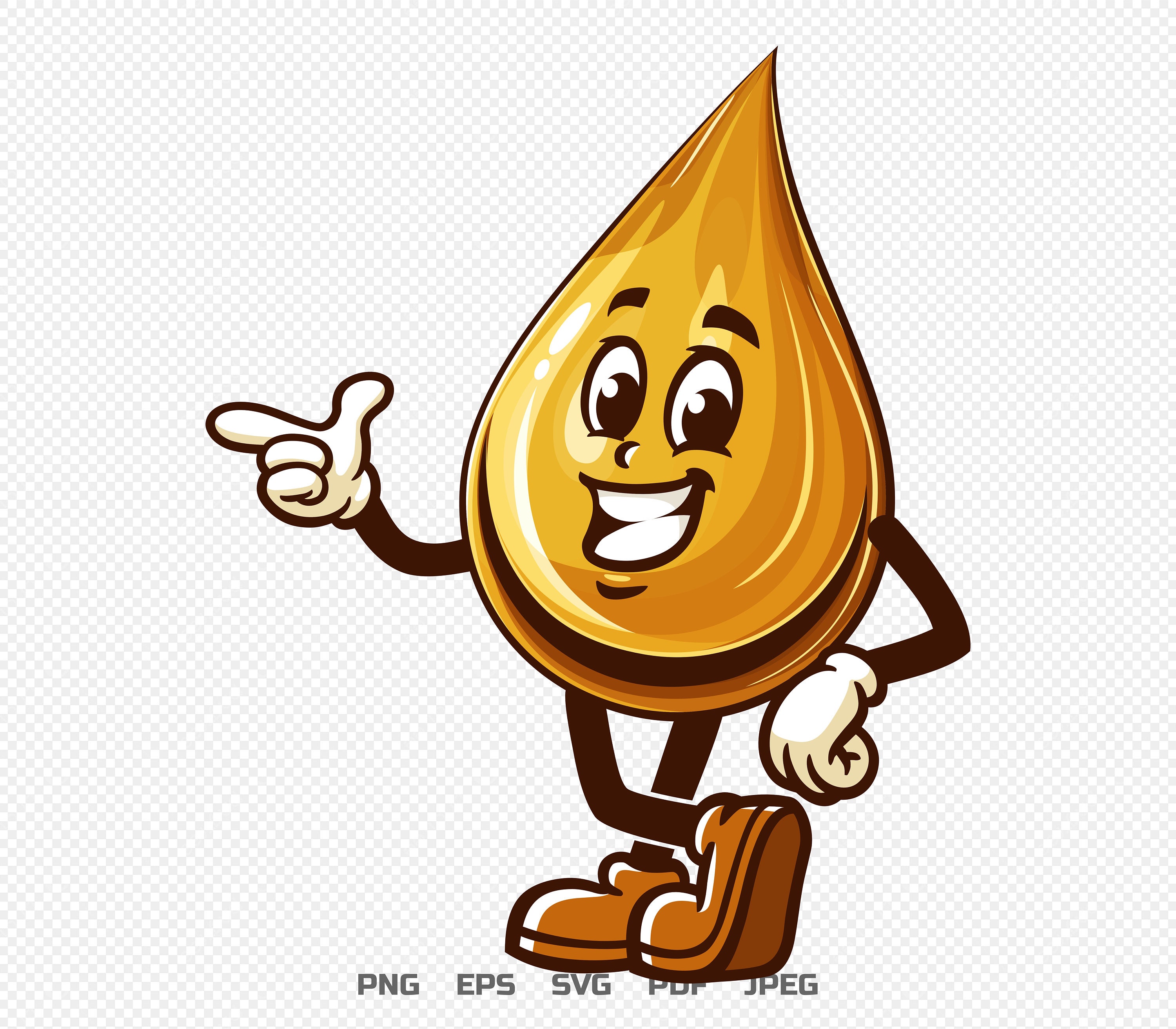 Oil Drop Cartoon Mascot Illustration Design Character Vector Clip Art ...