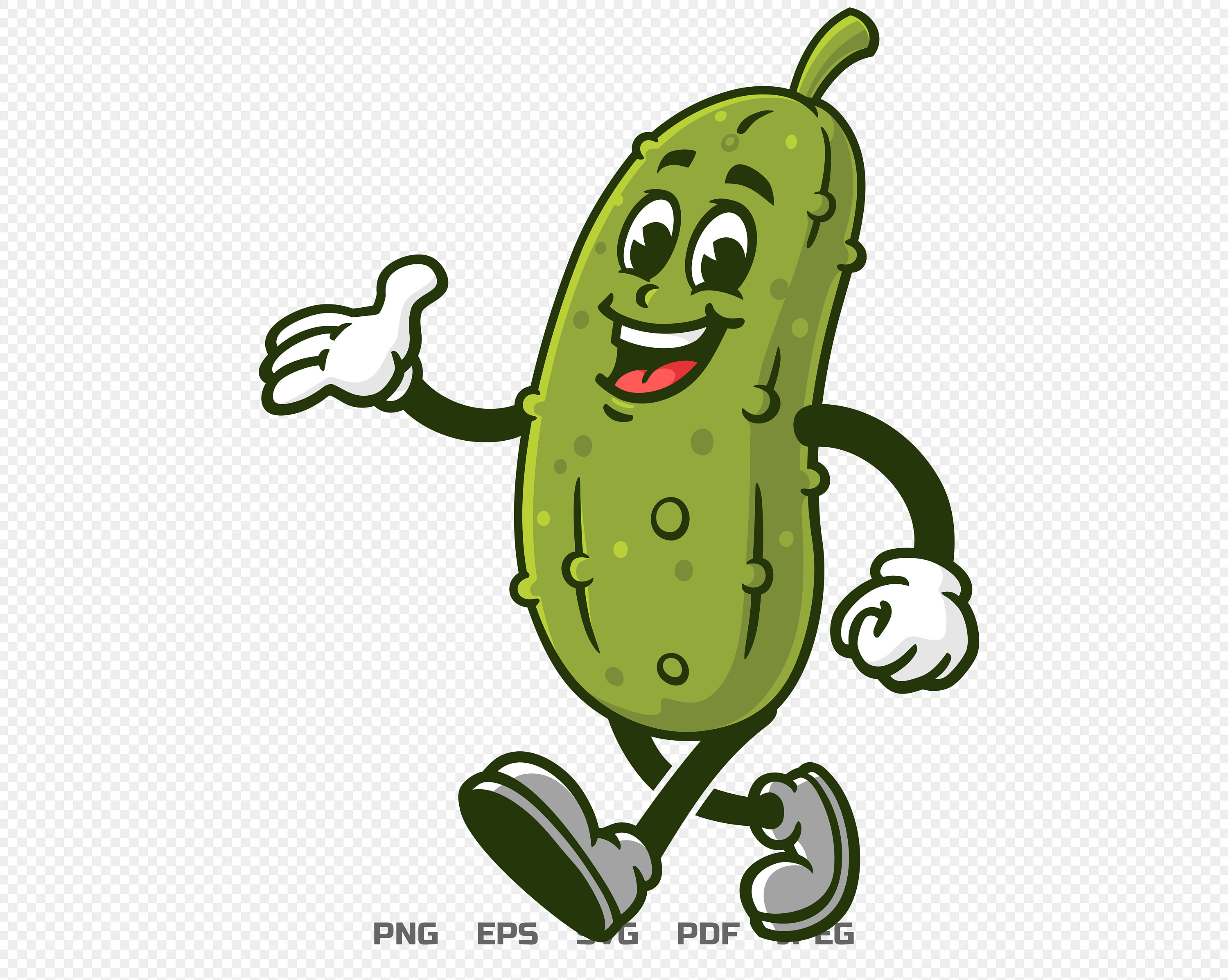 Walking Pickle Cartoon Mascot Illustration Design Character Vector - Etsy