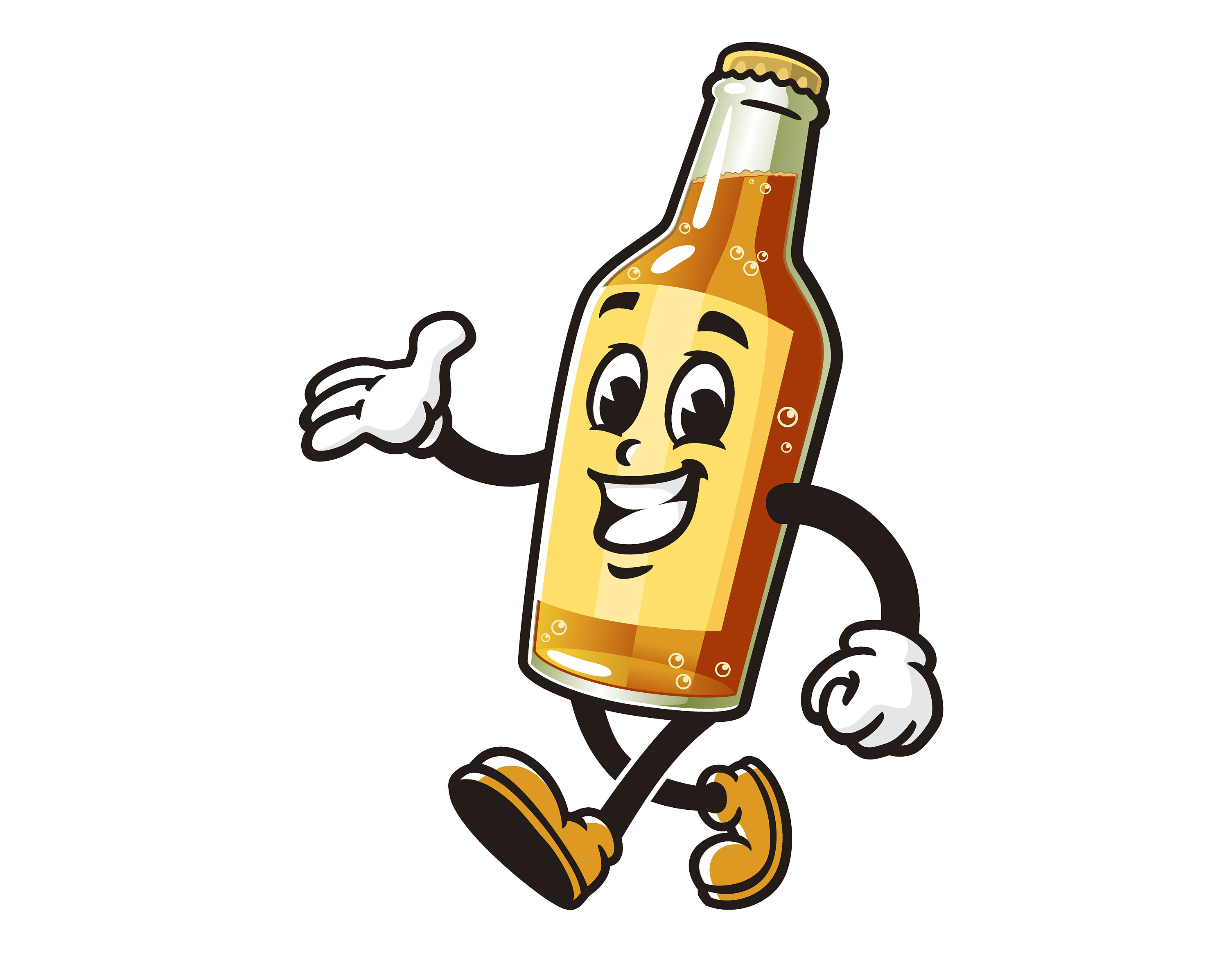 Walking Beer Bottle Wine Cartoon Mascot Illustration Design Character ...