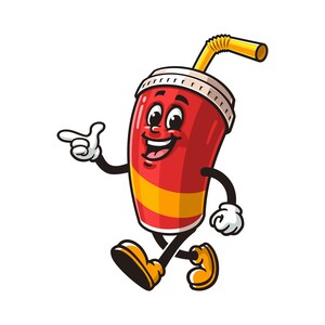 Walking Soft Drink Cup Cartoon Mascot Illustration Character Vector ...