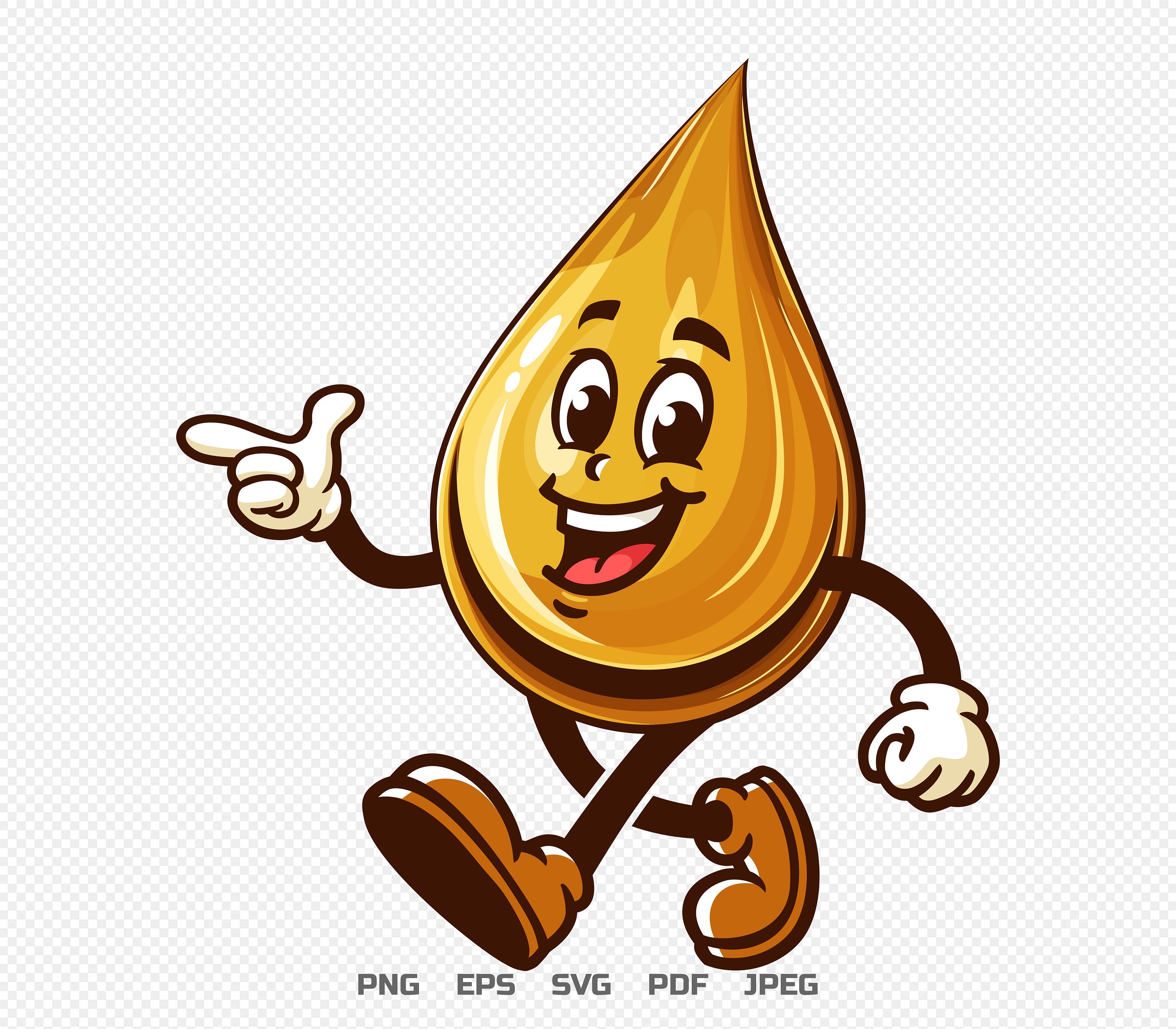 Walking Oil Drop Cartoon Mascot Illustration Design Character Vector ...