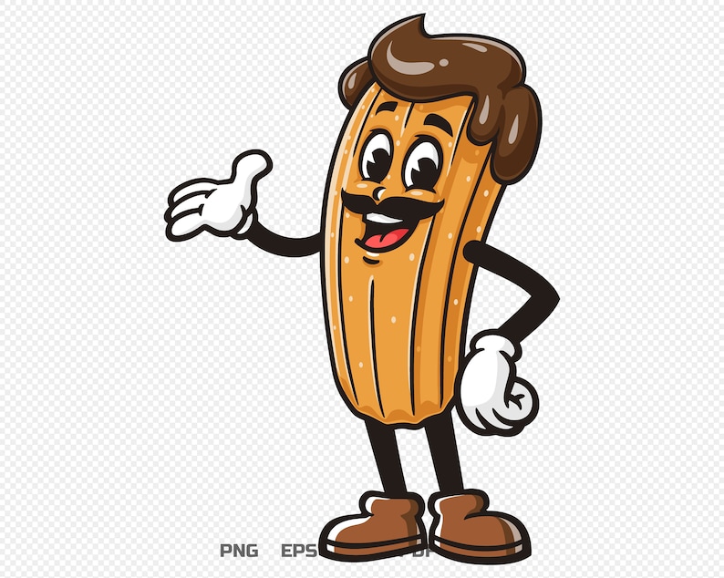 CHURROS With Mustache Cartoon Mascot Illustration Character Vector Clip ...