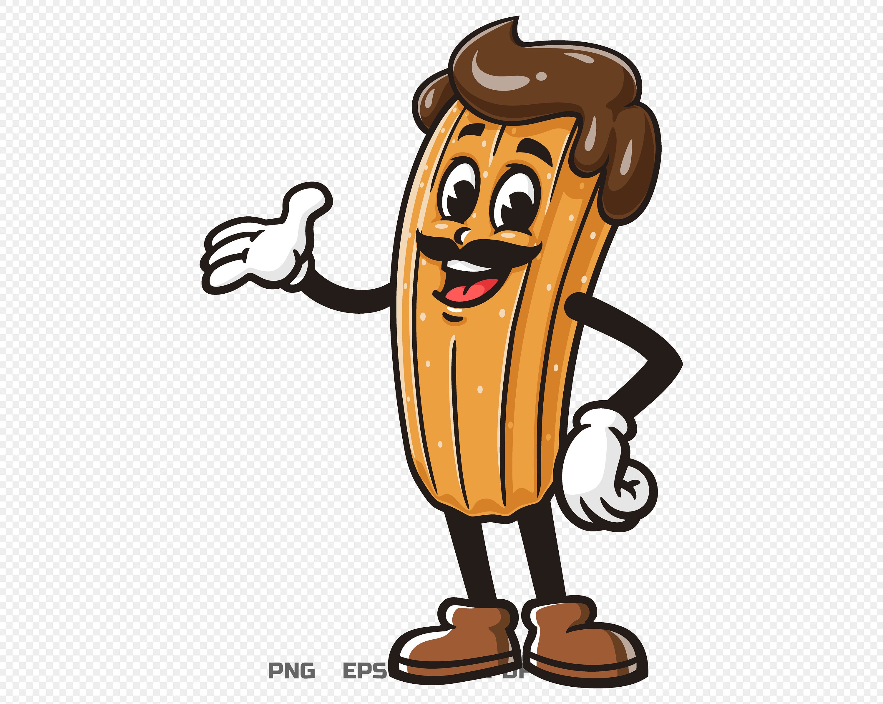 CHURROS With Mustache Cartoon Mascot Illustration Character Vector Clip ...