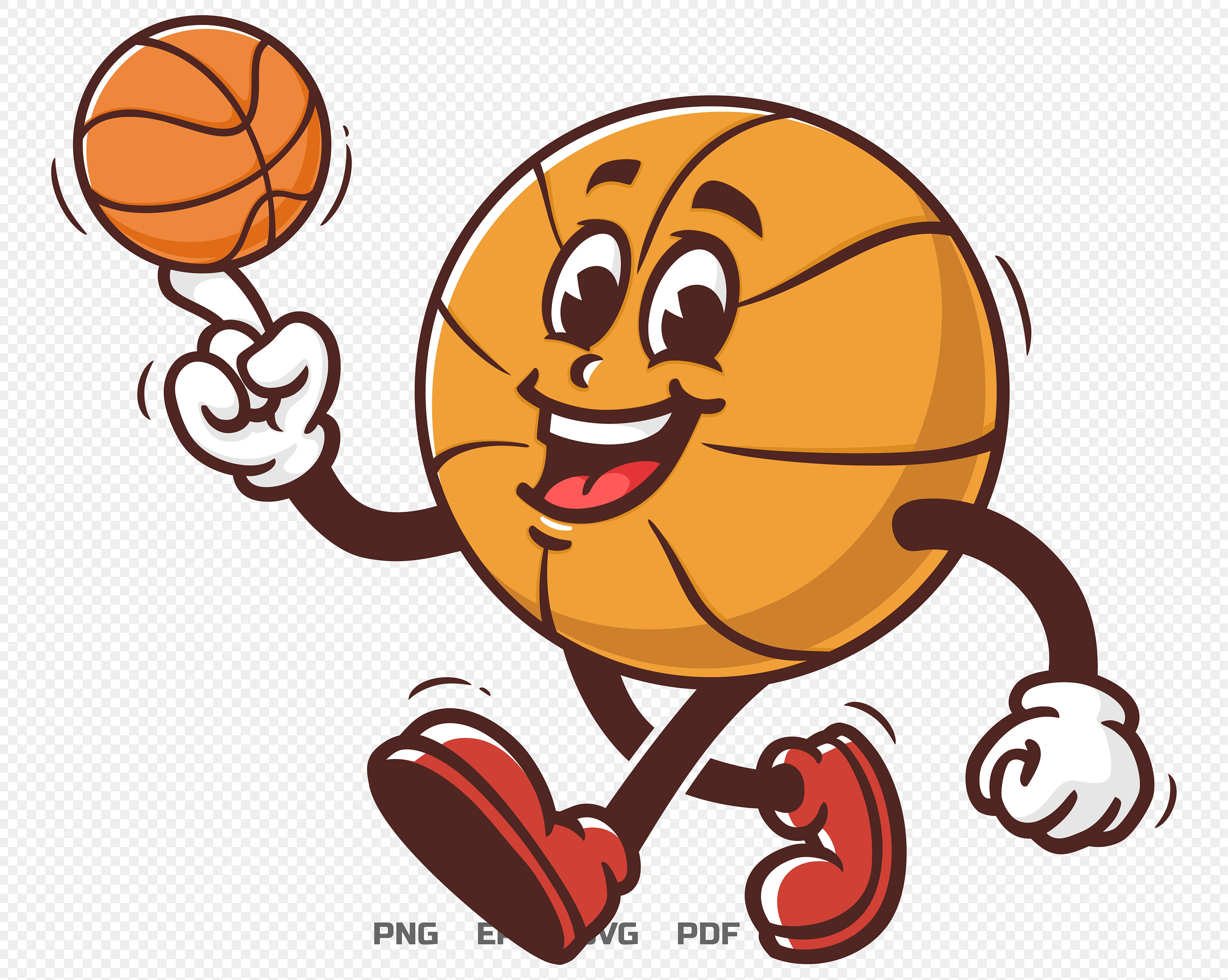 Walking Basketball Cartoon Mascot Illustration Design Character Vector ...