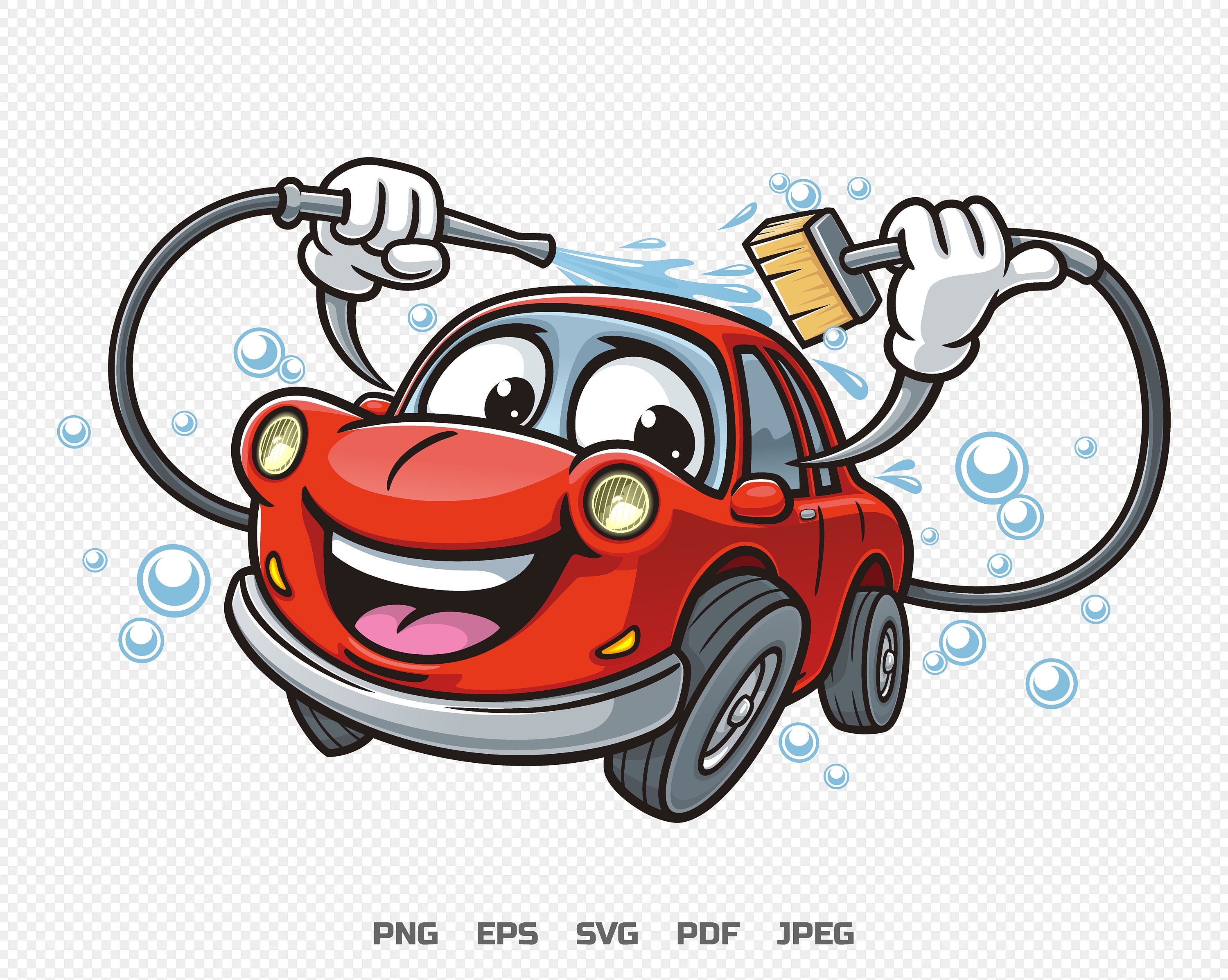 Car Wash Cartoon Mascot Illustration Character Vector Clip-art Hand ...