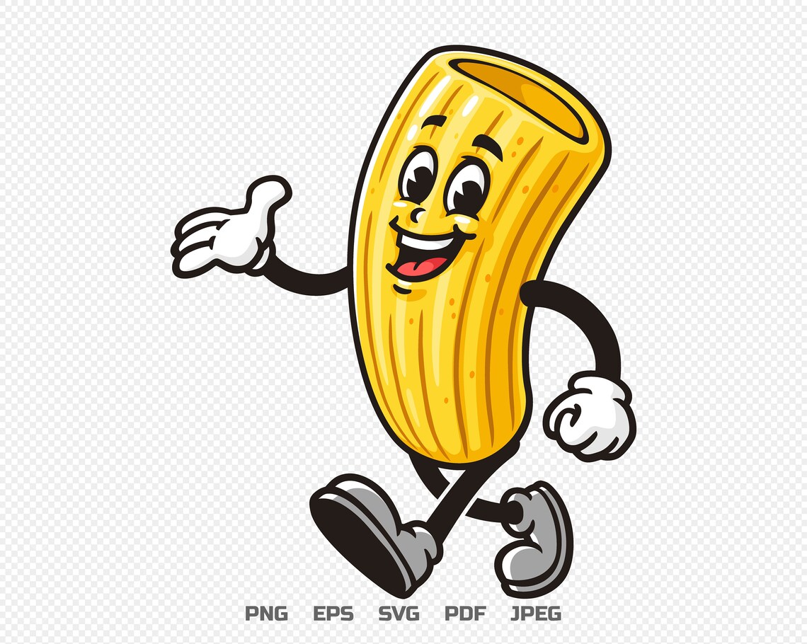Walking MACARONI Cartoon Mascot Illustration Character Vector Clip Art ...