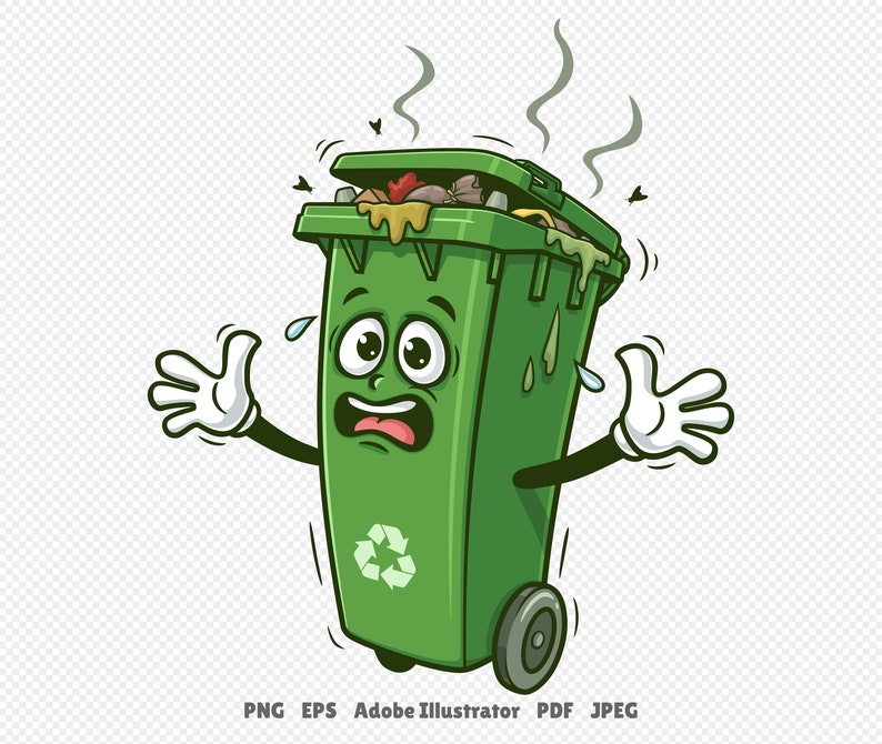Panic Dirty Trash Bin, Garbage Bin, Trash Can, Cartoon Mascot ...