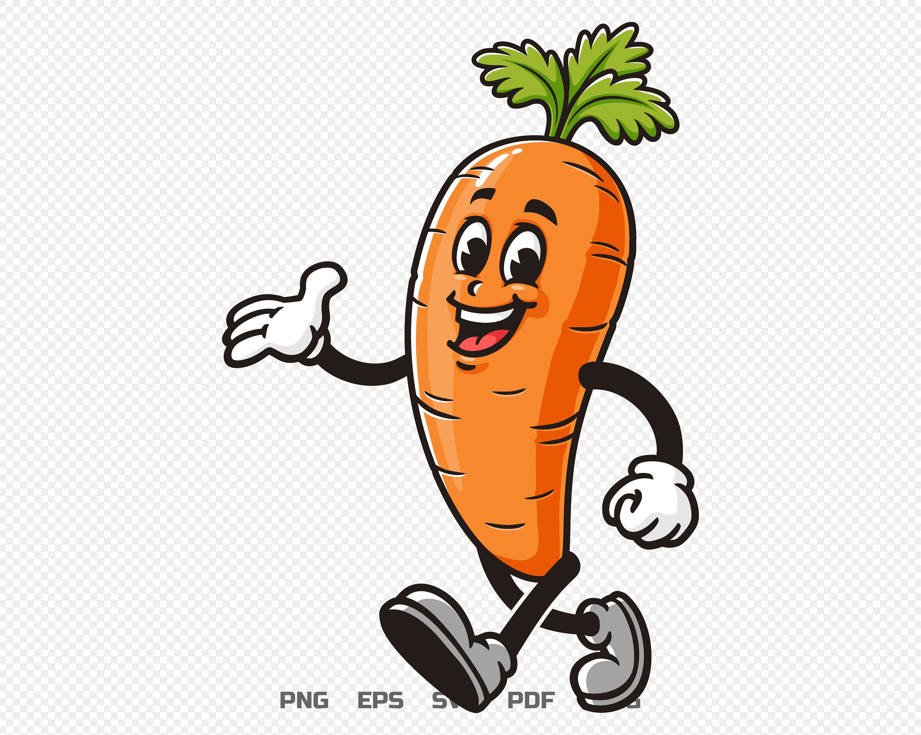 Walking Carrot Cartoon Mascot Illustration Character Vector Clip Art ...