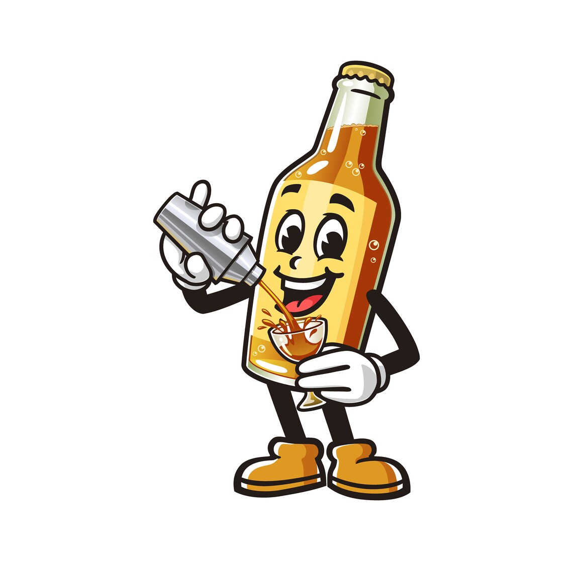 Beer Bottle is Making a Cocktail, Beer Bottle Cartoon Mascot ...
