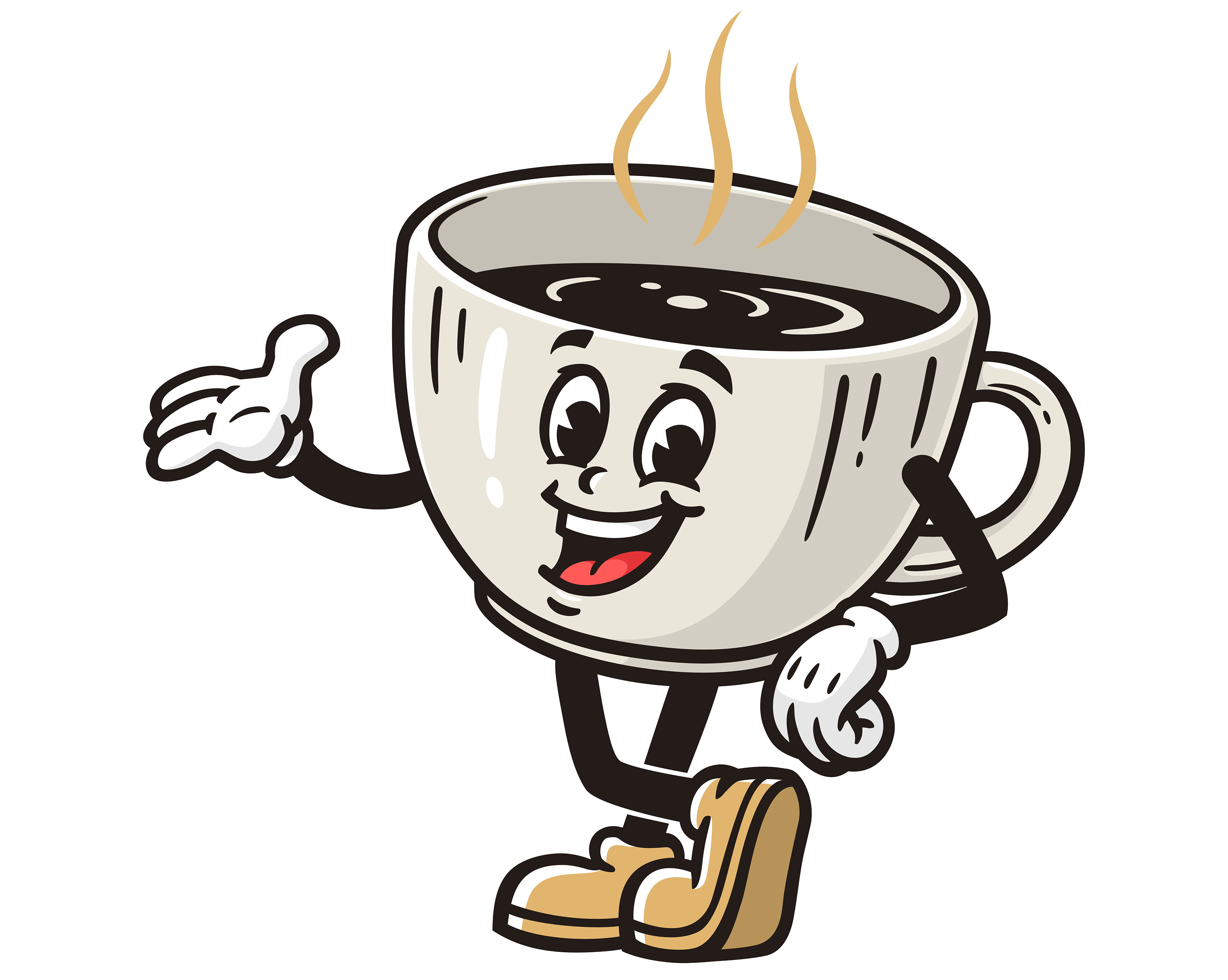 Coffee Cup Cartoon Mascot Illustration Design Character Vector - Etsy