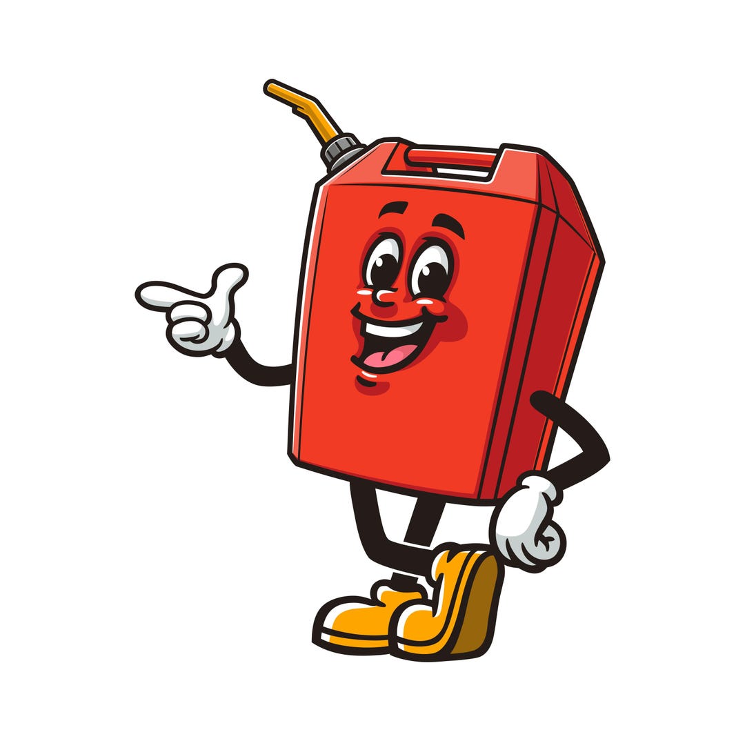 Gasoline Can Cartoon Mascot Illustration Character Vector Clip-art Hand ...