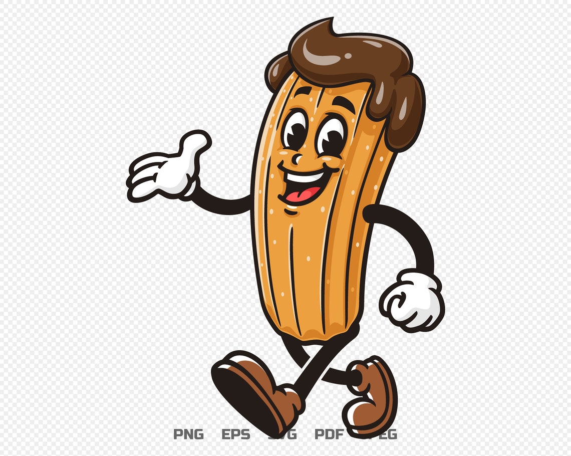 Walking Churros Cartoon Mascot Illustration Character Vector Clip Art ...