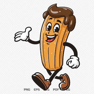 Walking Churros Cartoon Mascot Illustration Character Vector Clip Art ...