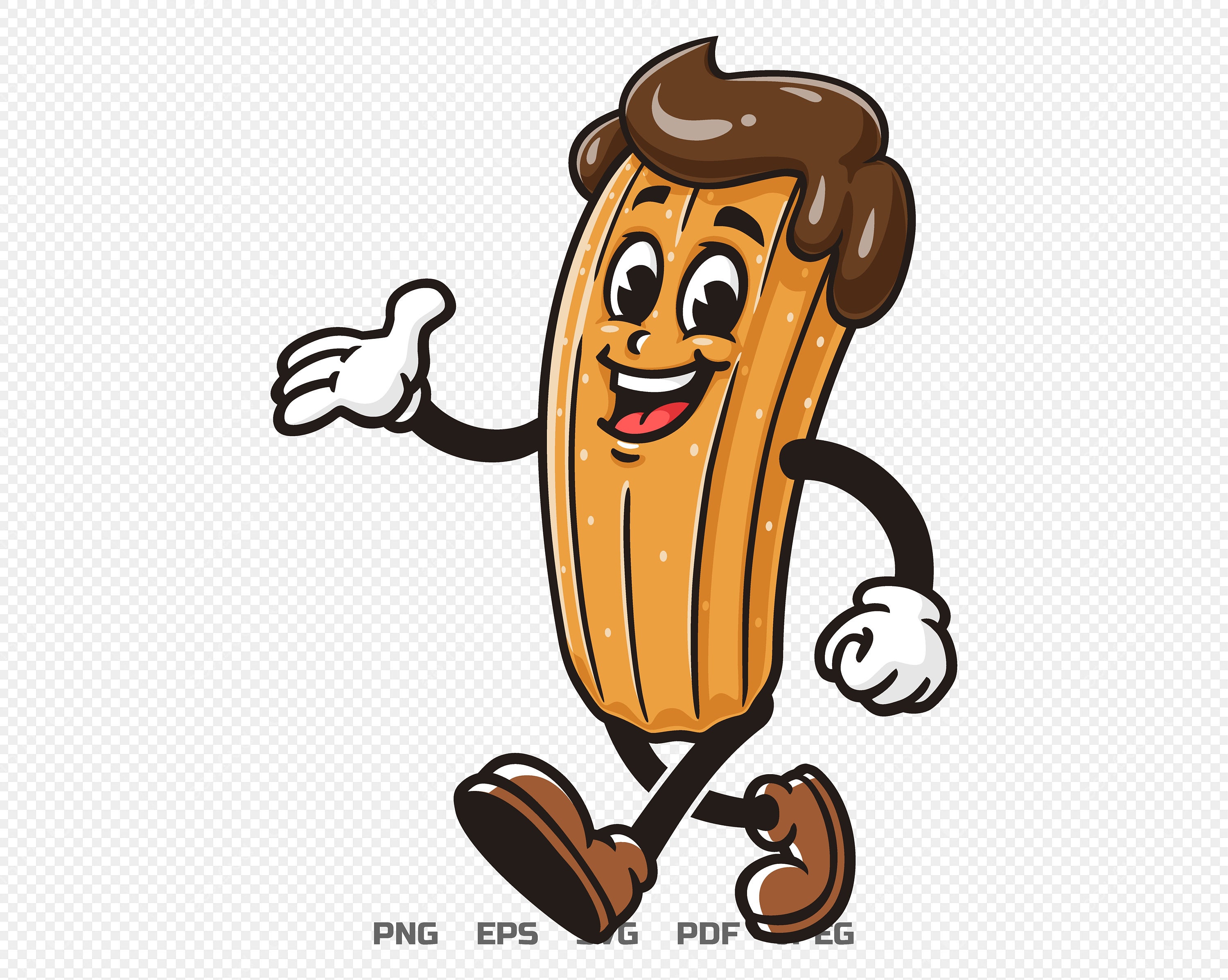 Walking Churros Cartoon Mascot Illustration Character Vector Clip Art ...