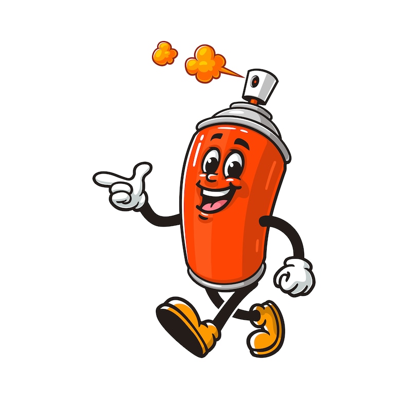 Walking Spray Can, Spray Paint Can, Aerosol, Cartoon Mascot ...