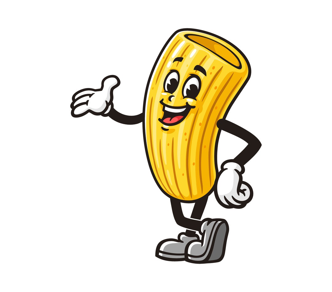 Macaroni Cartoon Mascot Illustration Character Vector Clip Art Hand ...