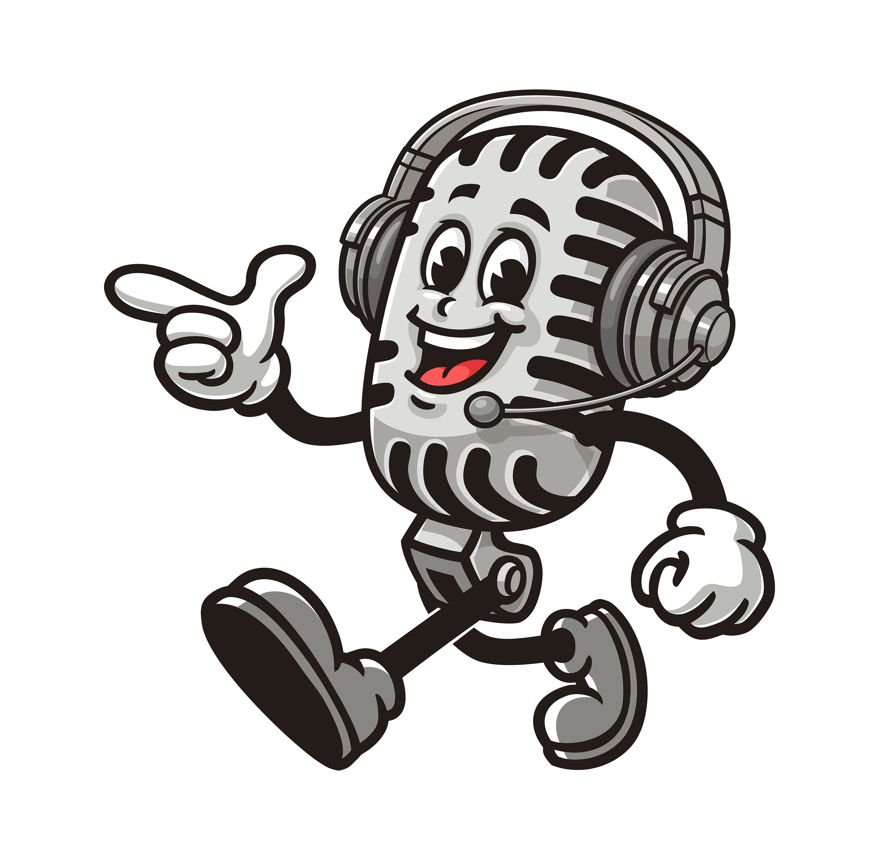 Microphone With Headphone, Microphone Music Podcast Cartoon Mascot ...