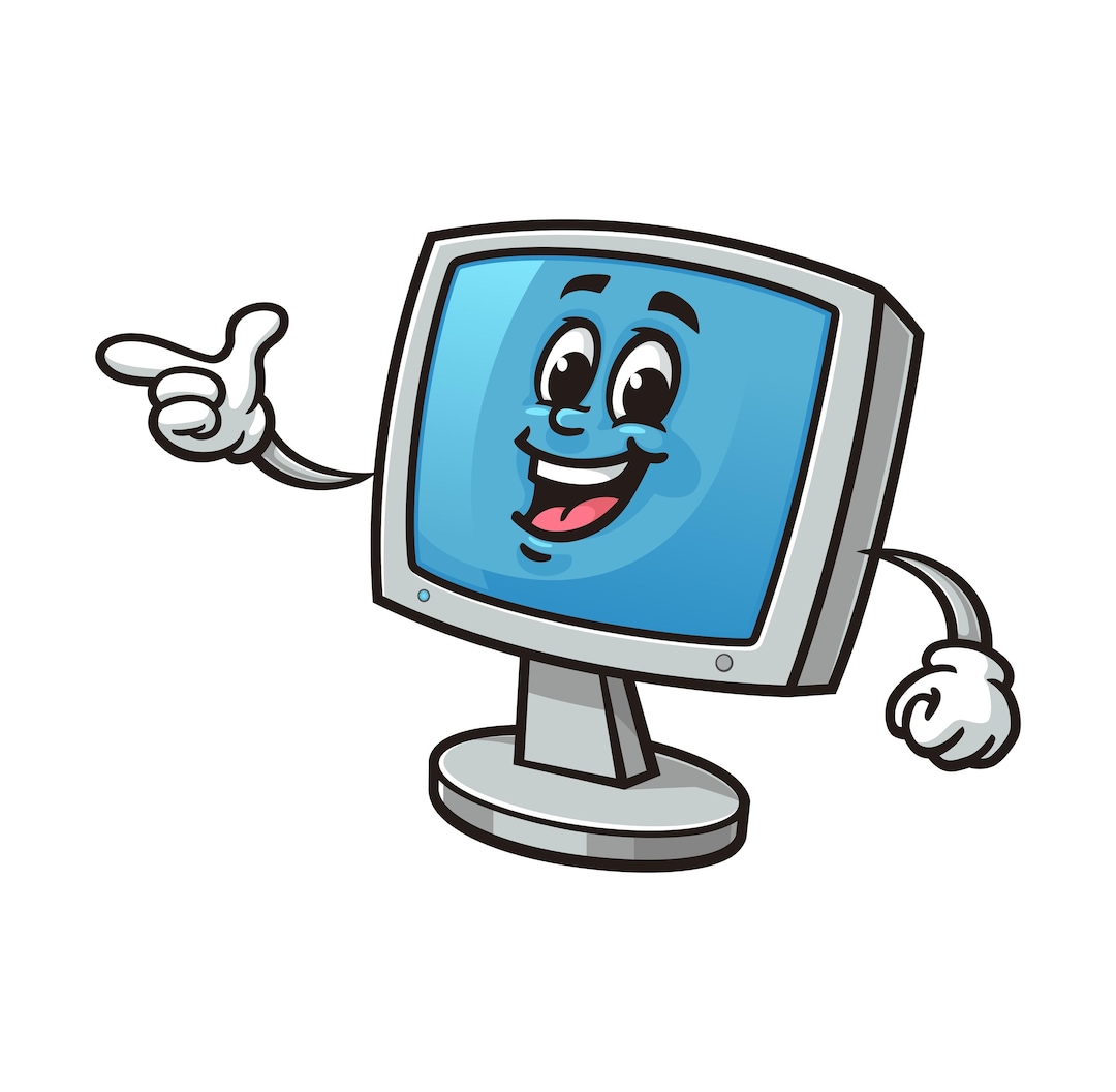 Computer Monitor Cartoon Mascot Illustration Character Vector Clip-art ...