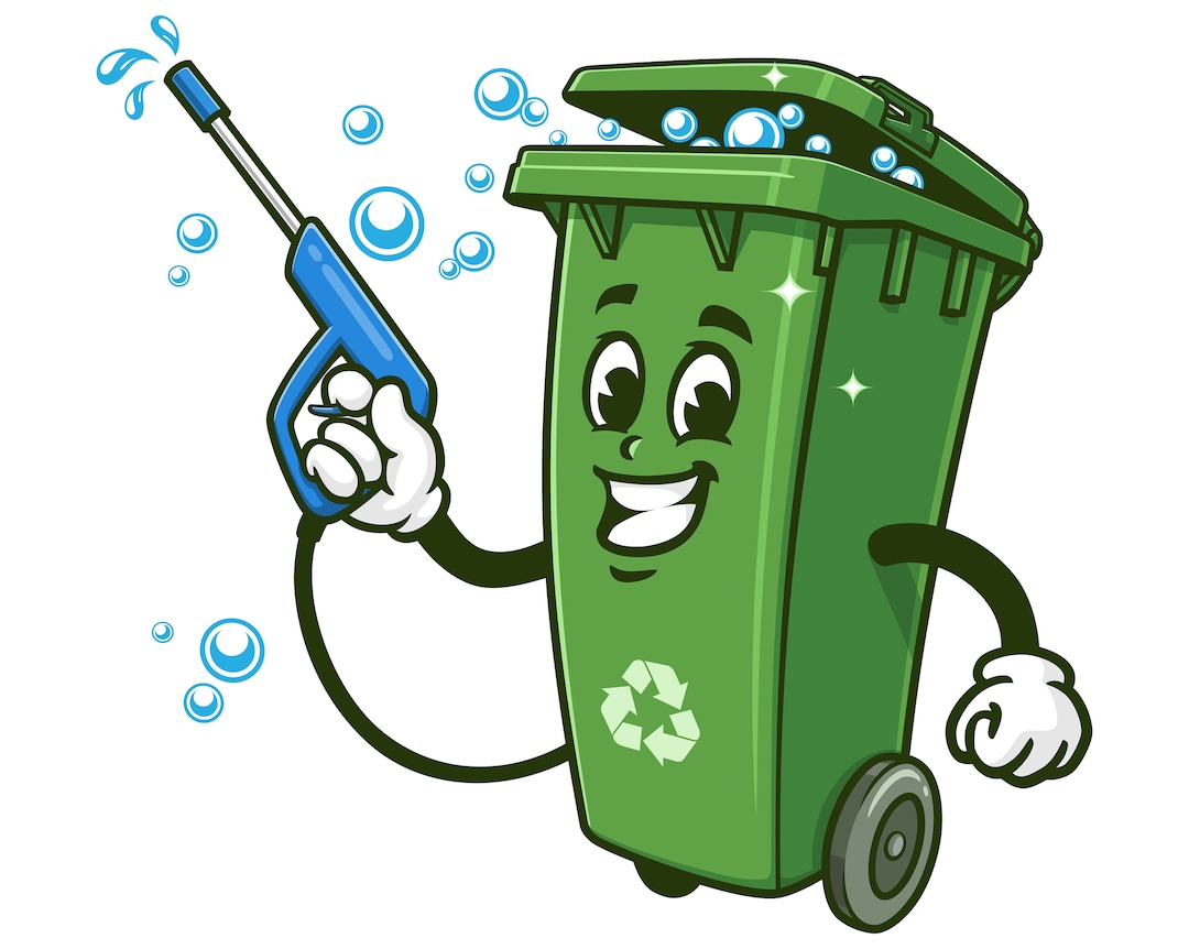 Trash Bin Garbage Bin Cleaner Service Cartoon Mascot Illustration ...