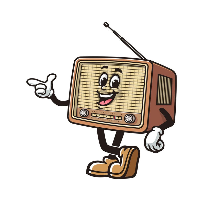 Radio Cartoon Mascot Illustration Character Vector Clip-art Hand-drawn ...