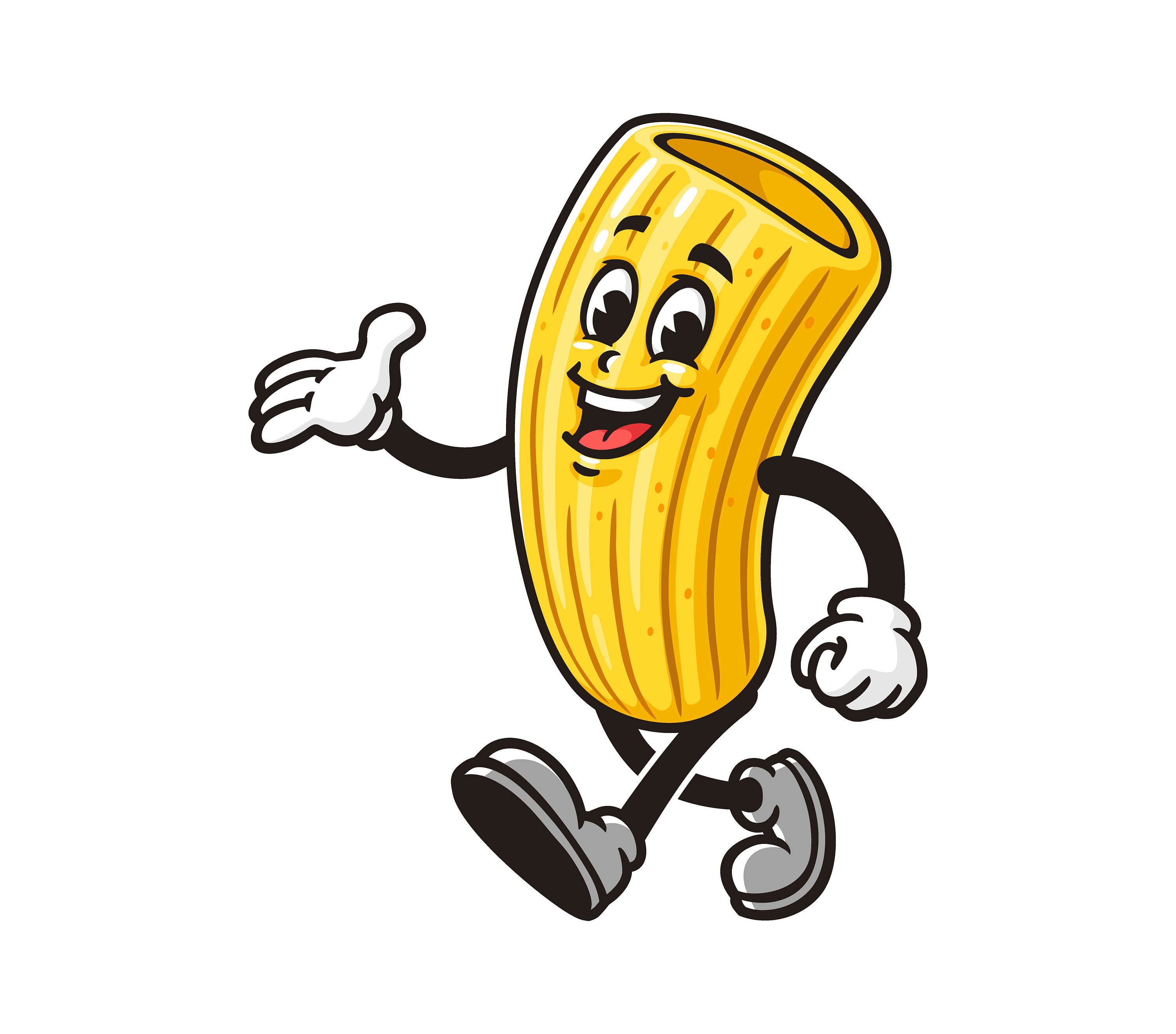 Walking MACARONI Cartoon Mascot Illustration Character Vector Clip Art Hand Drawn Design - Etsy