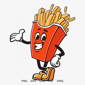 French Fries Cartoon Mascot Illustration Design Character - Etsy