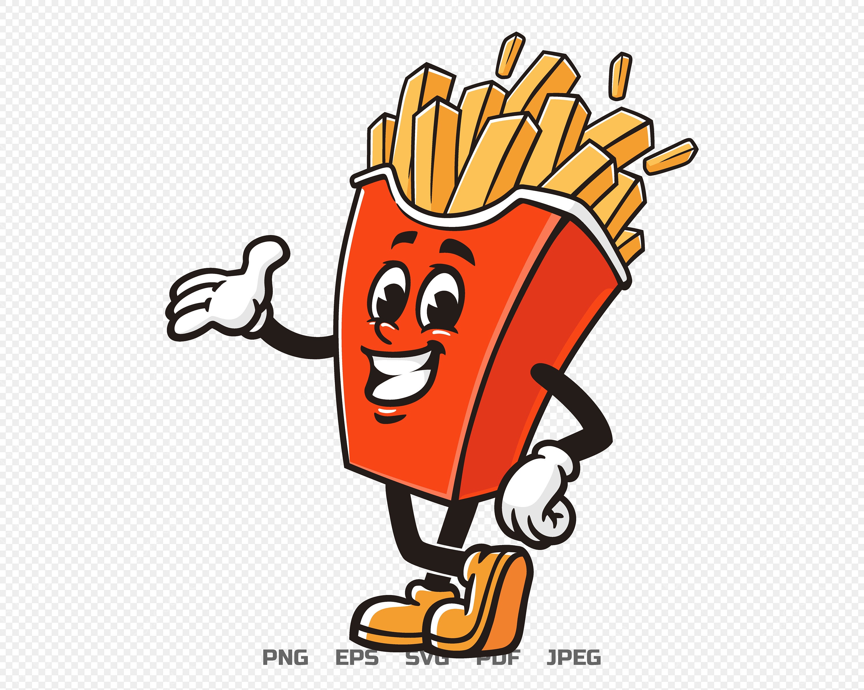 French Fries Cartoon Mascot Illustration Design Character - Etsy