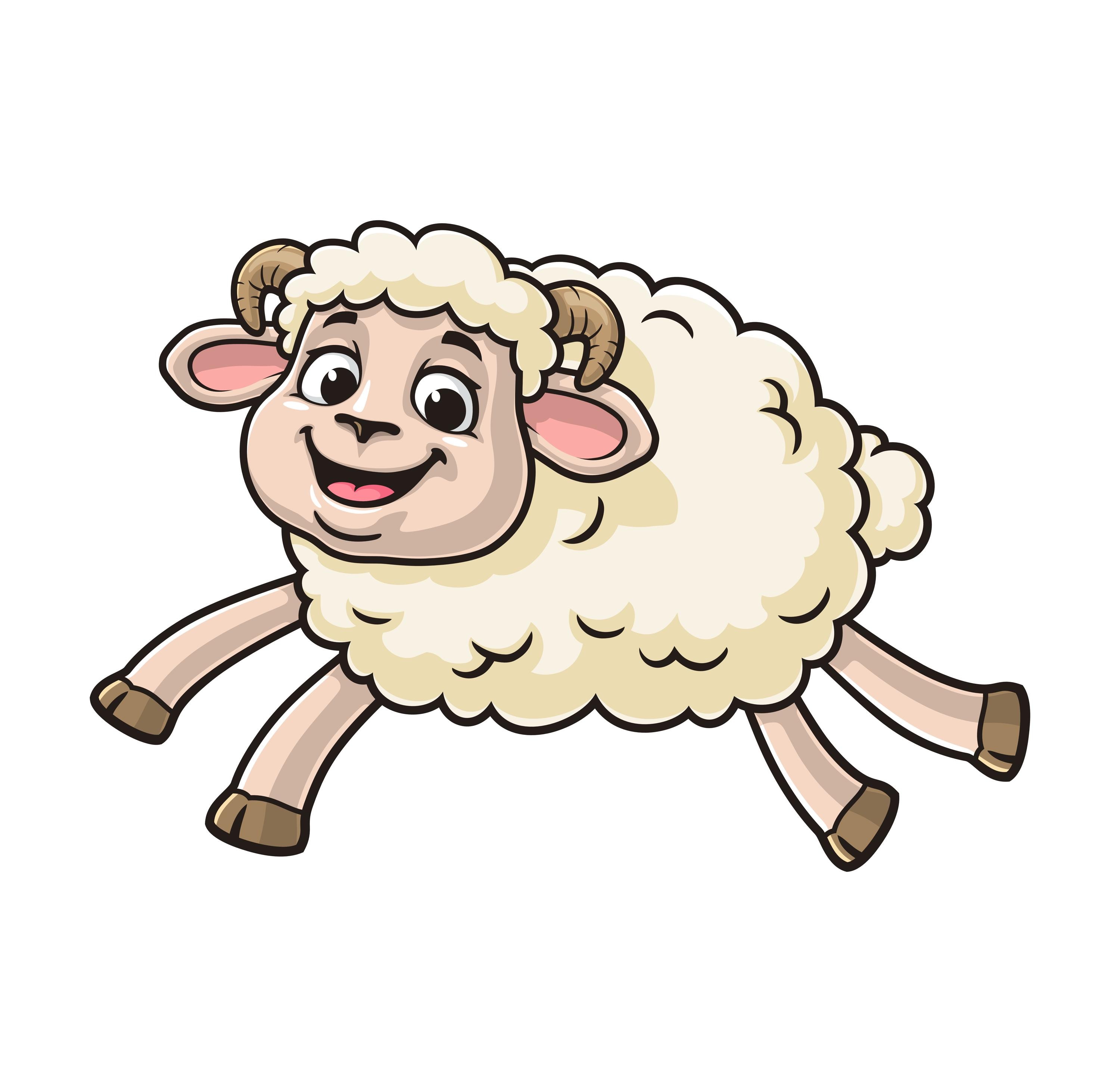 Sheep Jumping, Sheep Cartoon Mascot Illustration Character Vector Clip ...