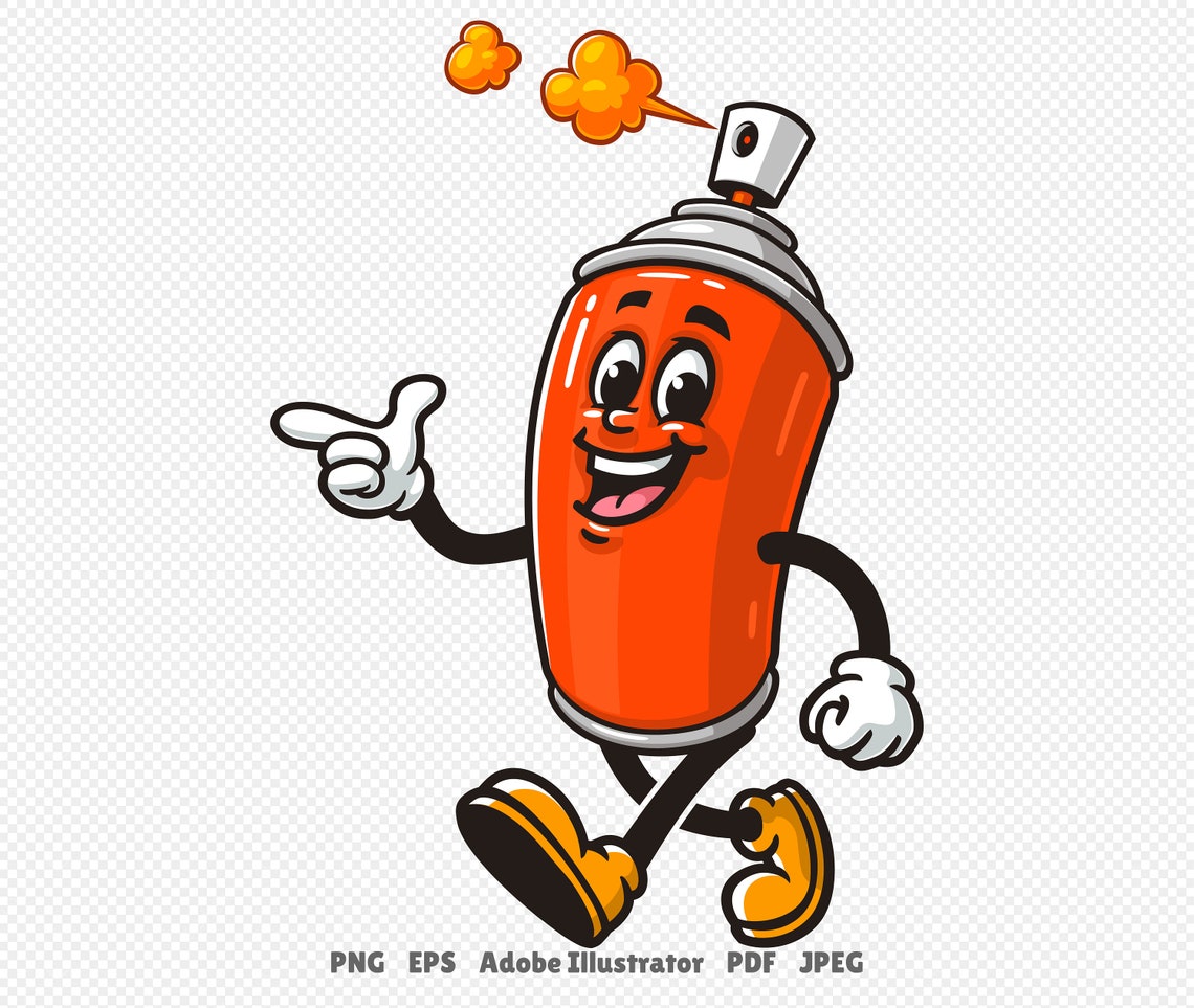 Walking Spray Can, Spray Paint Can, Aerosol, Cartoon Mascot ...