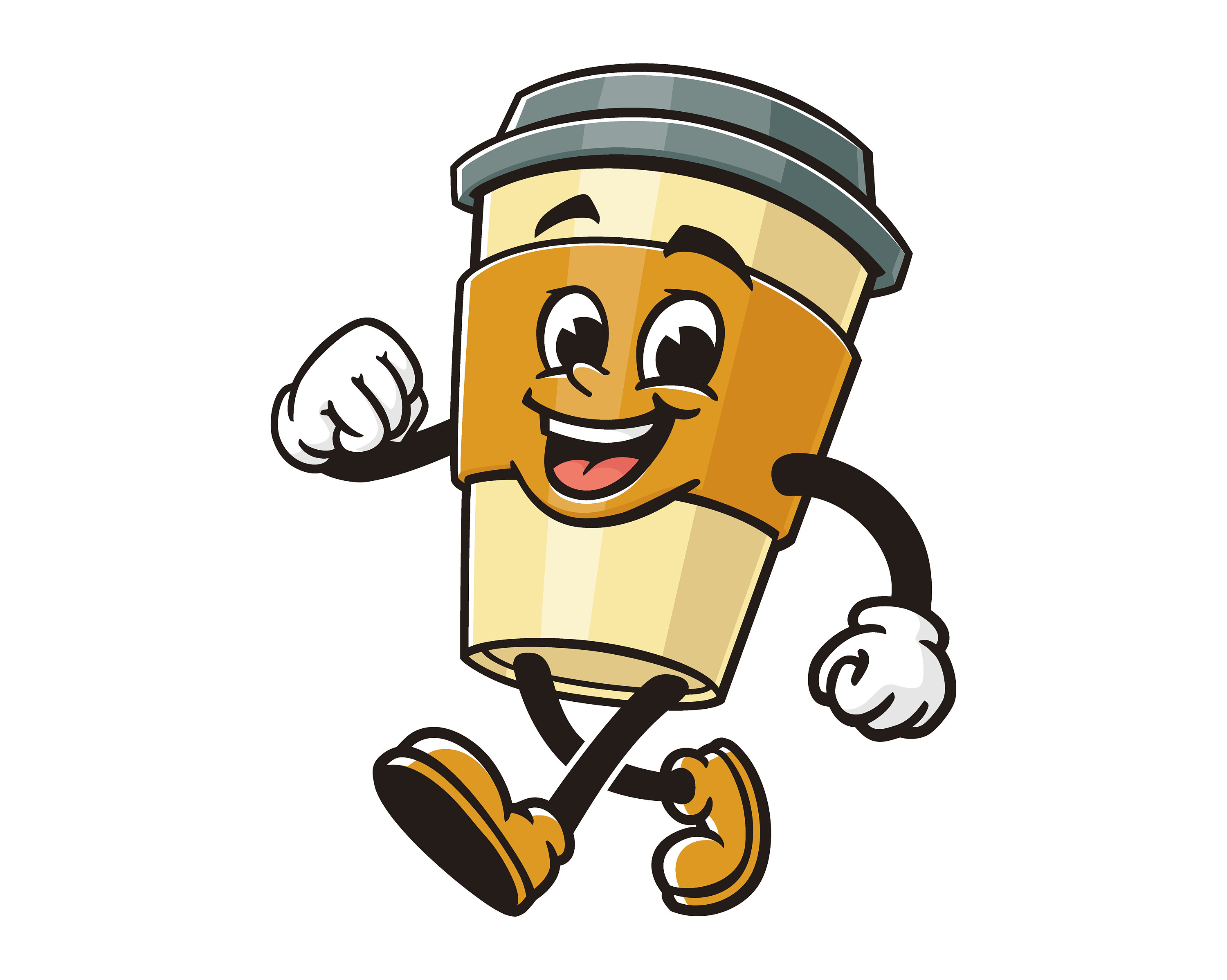 Walking Coffee Cup Cartoon Mascot Illustration Design Character - Etsy