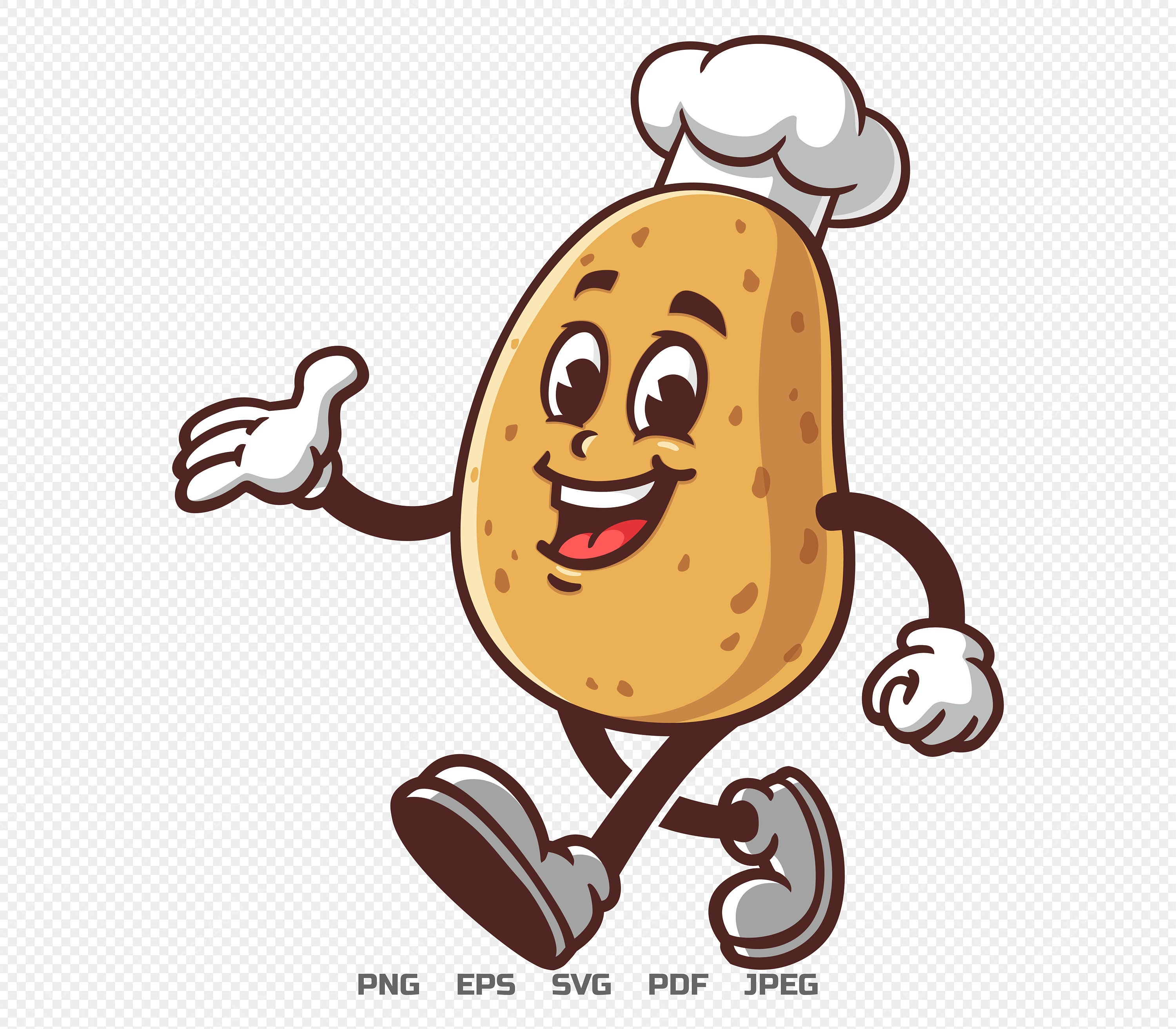 Walking Potato Cartoon Mascot Illustration Design Character Clip Art ...