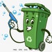 Trash Bin Garbage Bin Cleaner Service Cartoon Mascot Illustration ...