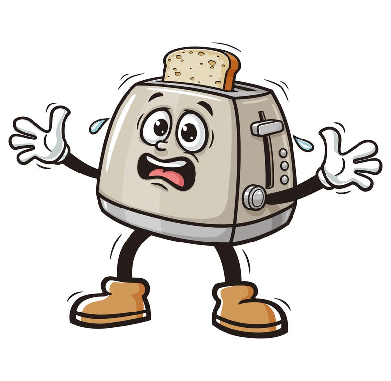 Panic Toaster Cartoon Mascot Illustration Character Vector Clip-art ...