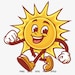 Walking Sun Cartoon Mascot Illustration Design Character Vector - Etsy