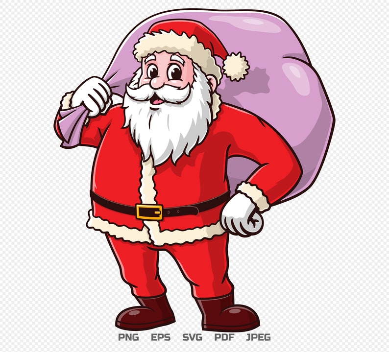 Santa Claus With Gift Cartoon Mascot Illustration Design Character Clip ...