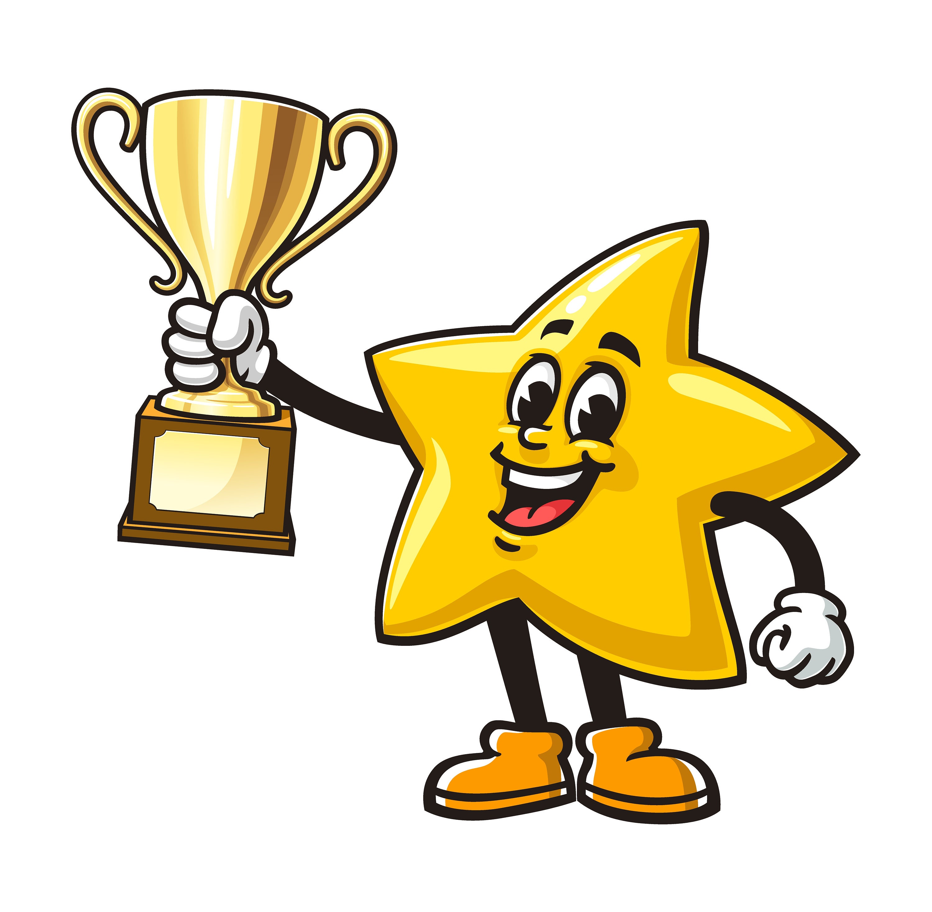 Star is Holding a Trophy, Star Cartoon Mascot Illustration Character ...