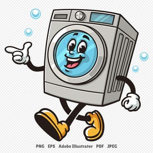 Walking Washing Machine Cartoon Mascot Illustration Character Vector ...