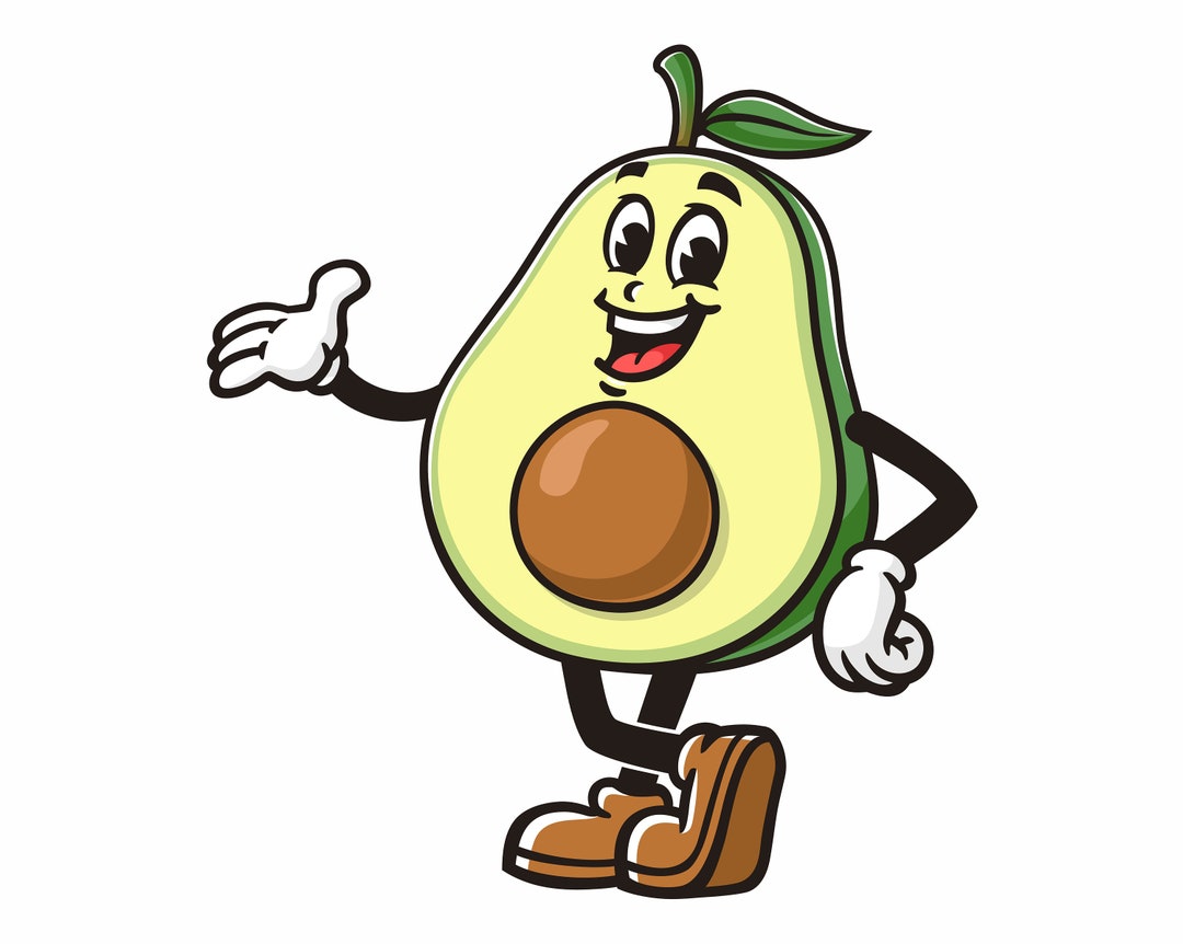 Avocado Cartoon Mascot Illustration Design Character Vector - Etsy