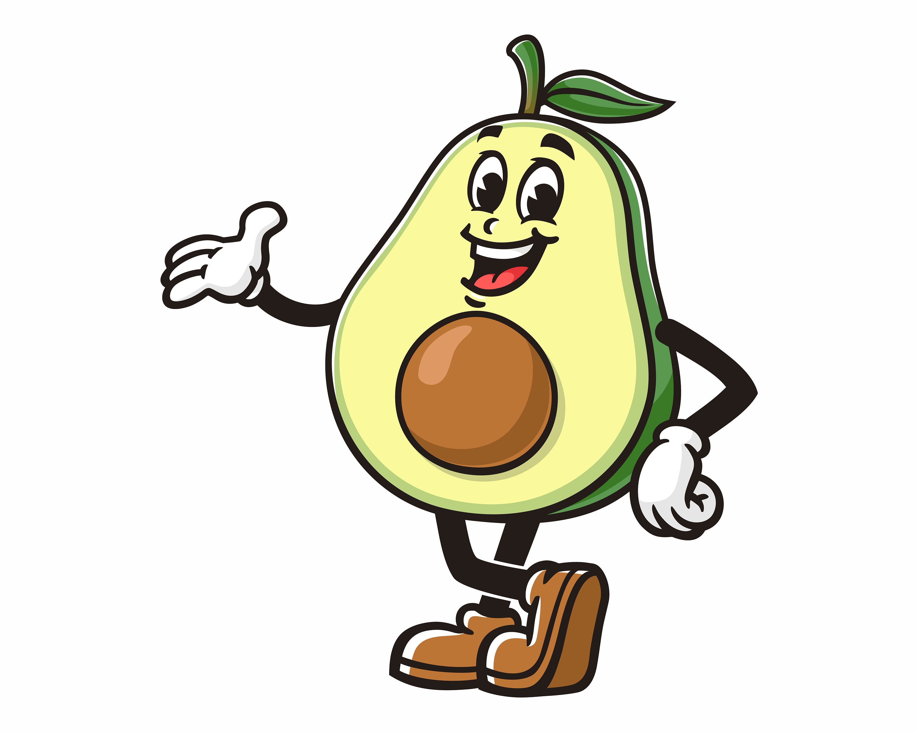 Avocado Cartoon Mascot Illustration Design Character Vector - Etsy