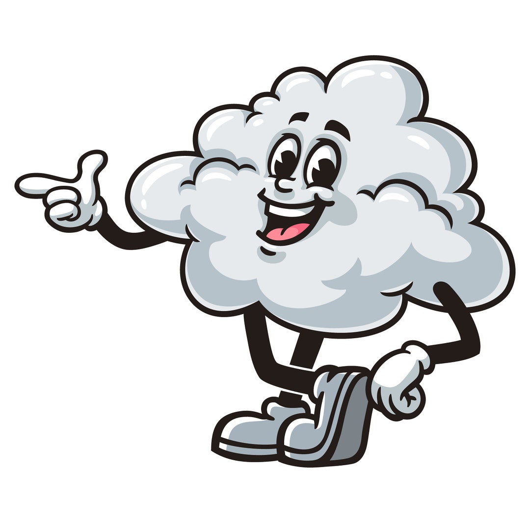 Clouds With Pointing Finger Pose, Cloud Cartoon Mascot Illustration ...