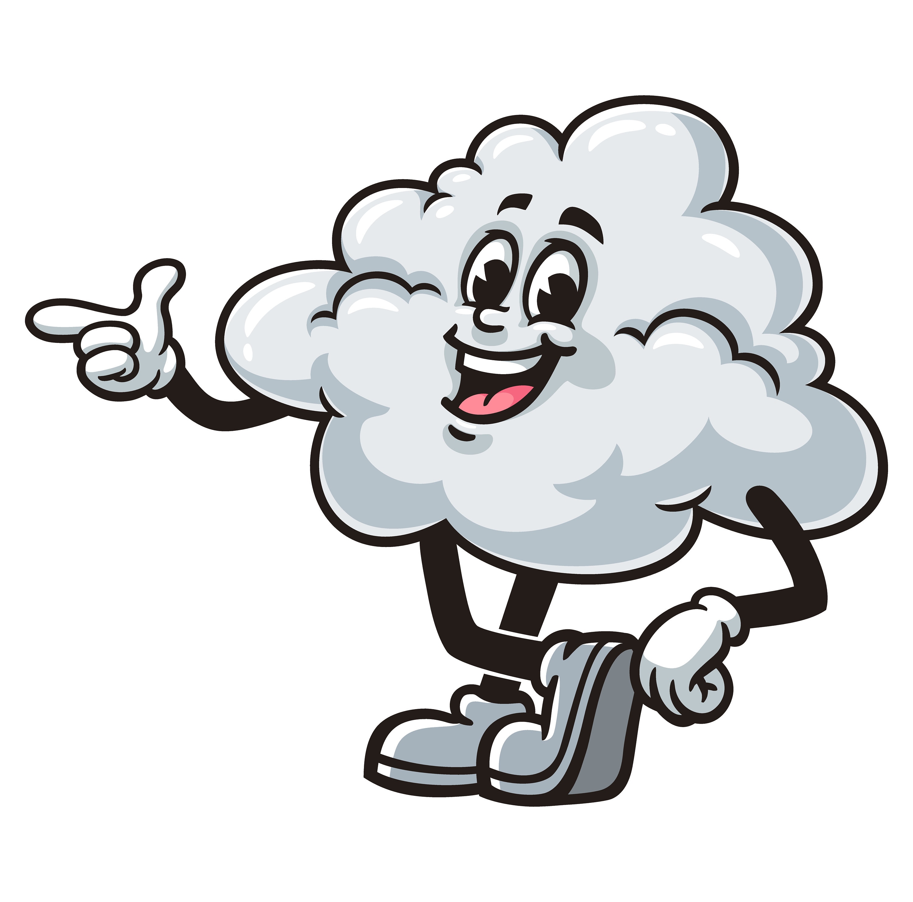 Clouds With Pointing Finger Pose, Cloud Cartoon Mascot Illustration ...
