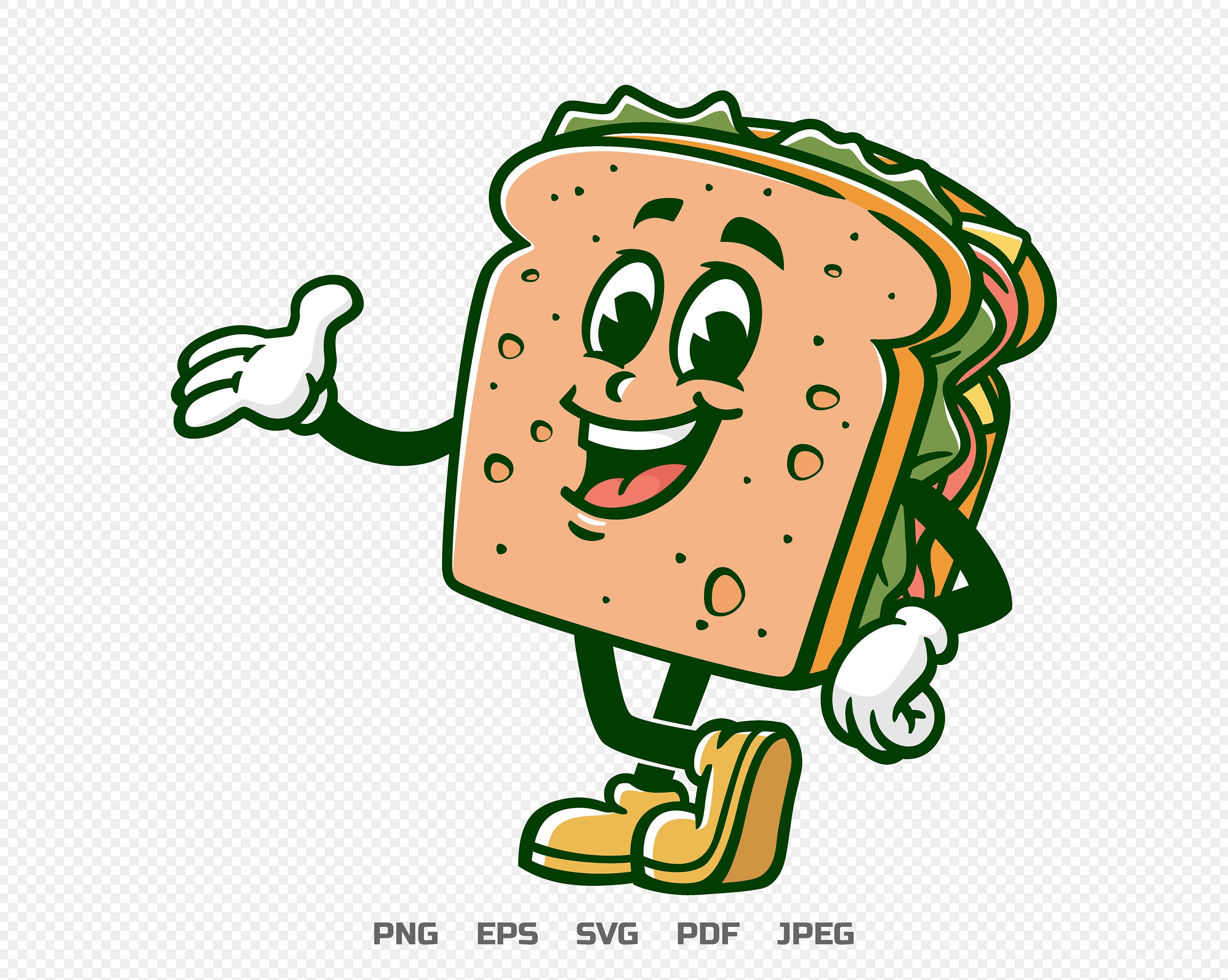 Sandwich Cartoon Mascot Vector Illustration Design Character - Etsy