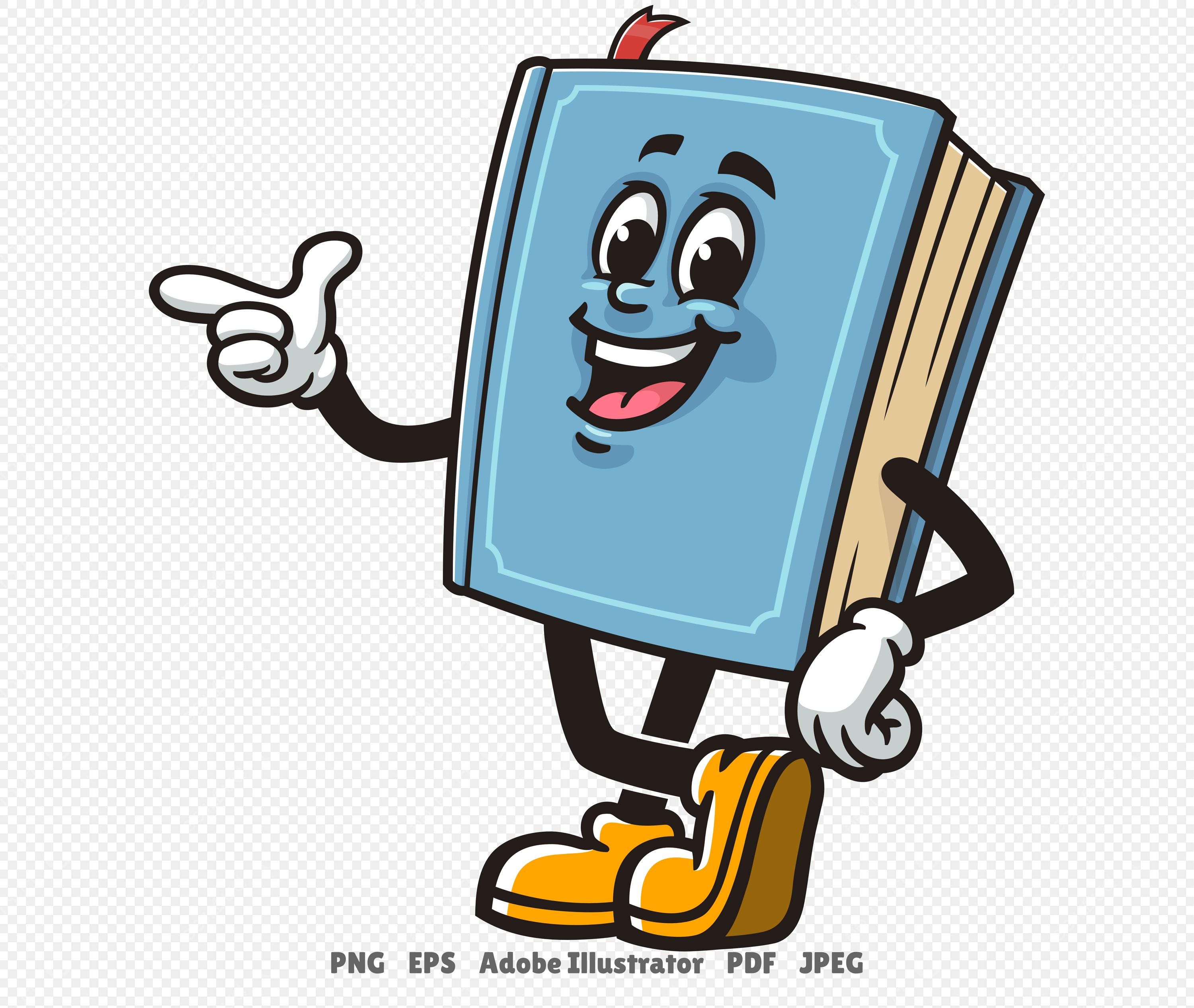 Book Cartoon Mascot Illustration Character Vector Clip-art Hand-drawn ...