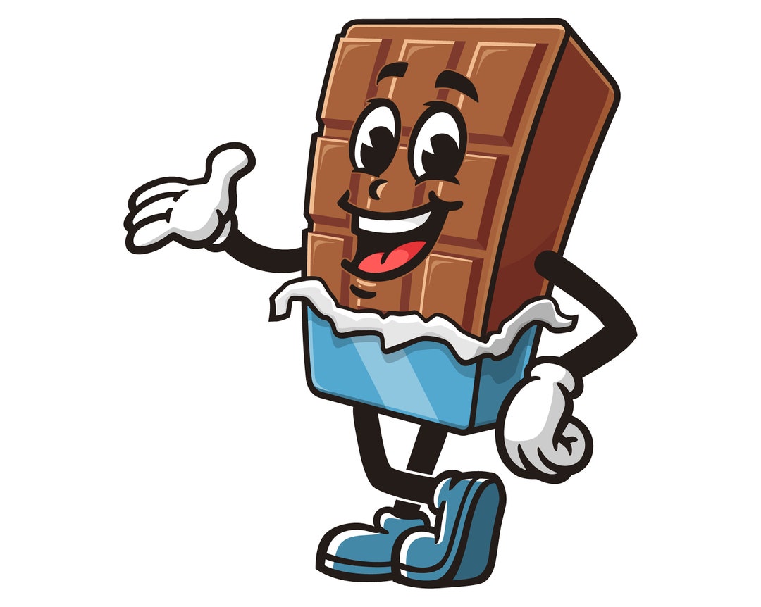 Chocolate Bar Cartoon Mascot Illustration Design Character Vector - Etsy