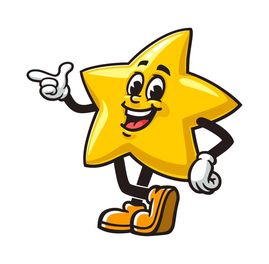 Star Cartoon Mascot Illustration Character Vector Clip-art Hand-drawn ...