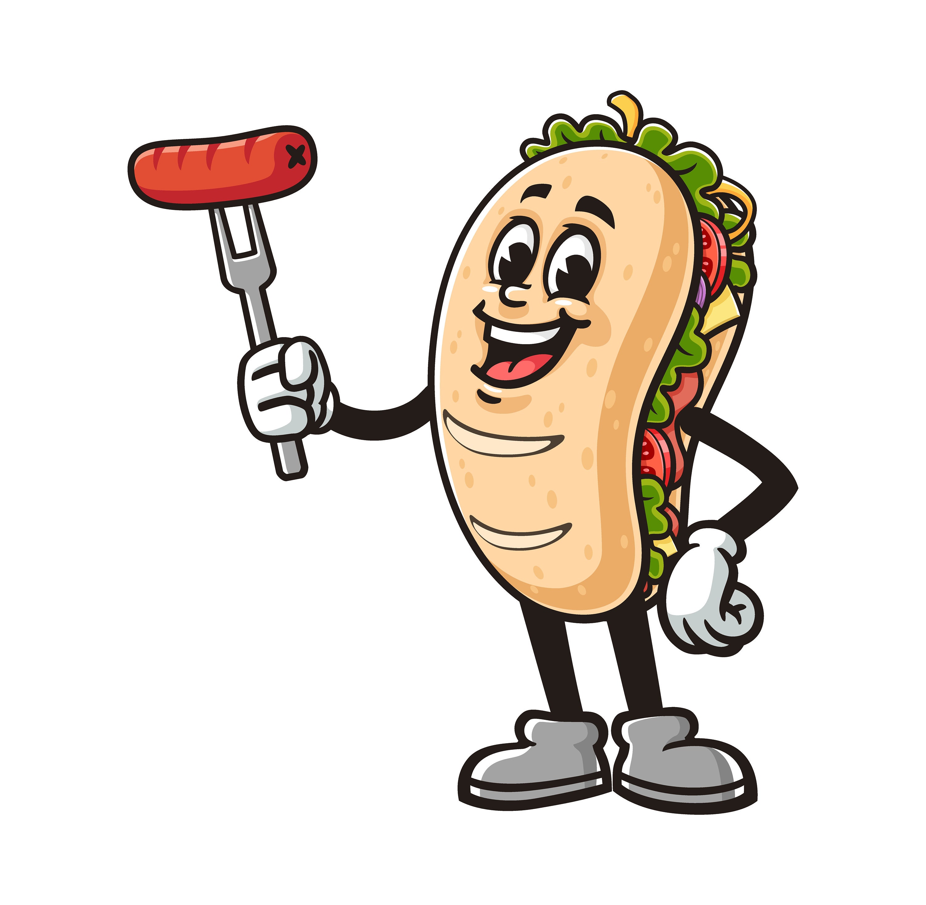 Sub Sandwich is Holding a Sausage, Sub Sandwich Cartoon Mascot ...