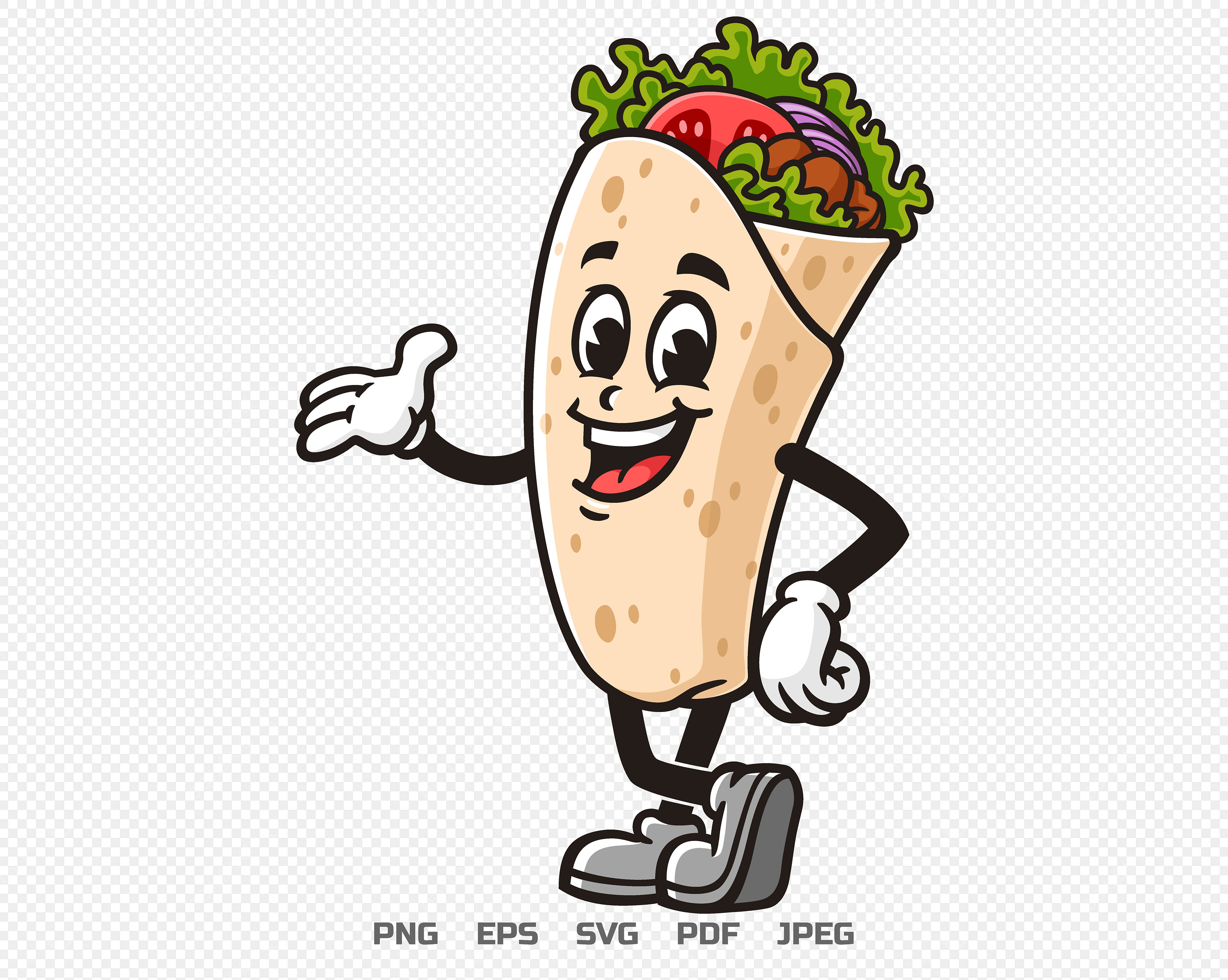 Burrito Cartoon Mascot Illustration Design Character Vector - Etsy