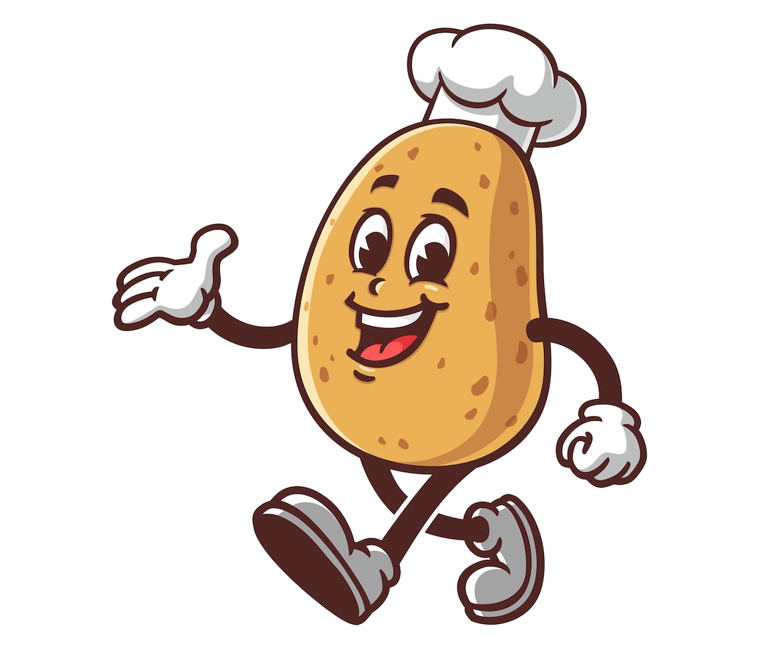 Walking Potato Cartoon Mascot Illustration Design Character Clip Art ...