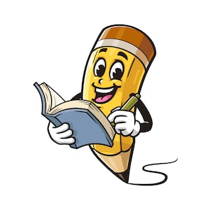 Pencil is Writing on the Book, Pencil Cartoon Mascot Illustration ...